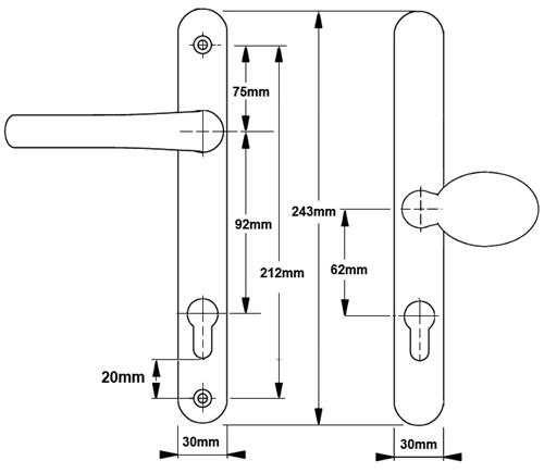Fab n Fix Balmoral with Snib Centres/PZ: 62/92mm Screw Centres: 212mm ...