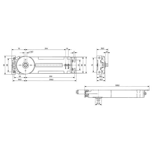 Dorma RTS85 Transom Closer - 105° hold open