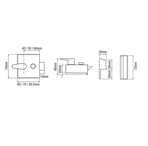 Union 1028 Standard Cylinder Nightlatch (60mm Backset) - Case only