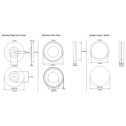 ASEC Wall Door Stop Disc With Flat Buffer - SSS