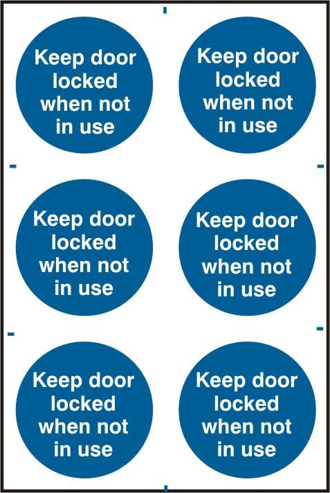 ASEC `Keep Door Locked When Not In Use` 200mm x 300mm PVC Self Adhesive ...