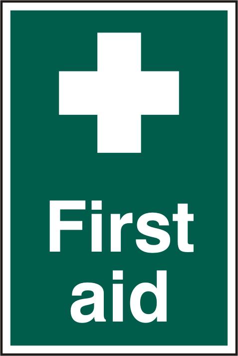 ASEC `First Aid` 200mm x 300mm PVC Self Adhesive Sign - 1 Per Sheet