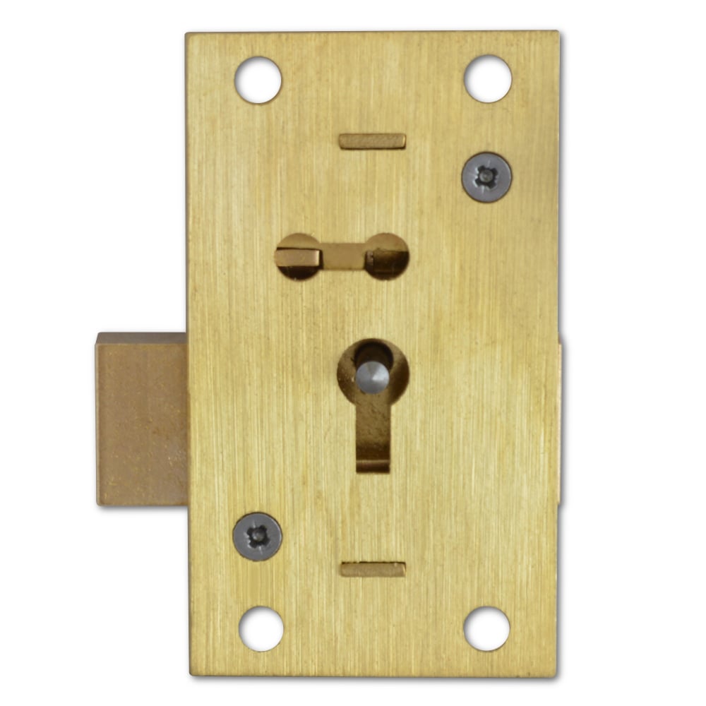 ASEC 51 2 & 4 Lever Straight Cupboard Lock - 4 Lever 50mm SB KA Visi